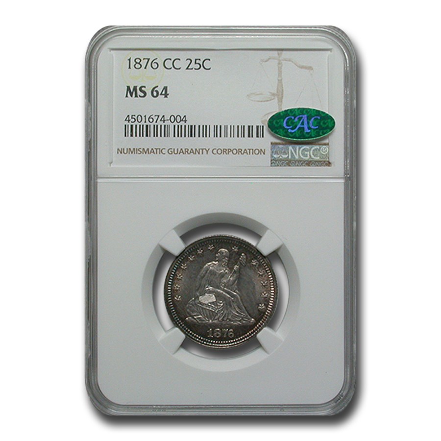 Buy 1876-CC Liberty Seated Quarter MS-64 NGC CAC | APMEX