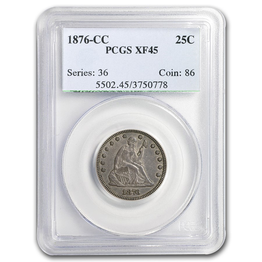 Buy 1876-CC Liberty Seated Quarter XF-45 PCGS | APMEX