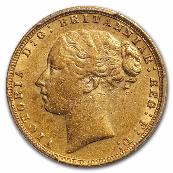 Buy 1876 Great Britain Gold Sovereign Victoria Young Head AU-53 PCGS | APMEX