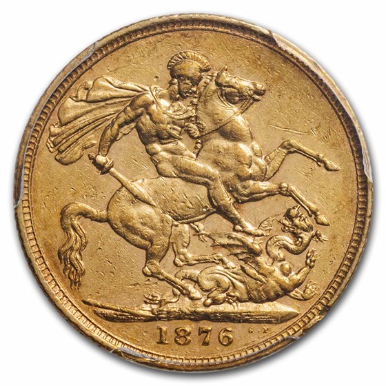 Buy 1876 Great Britain Gold Sovereign Victoria Young Head AU-53 PCGS | APMEX