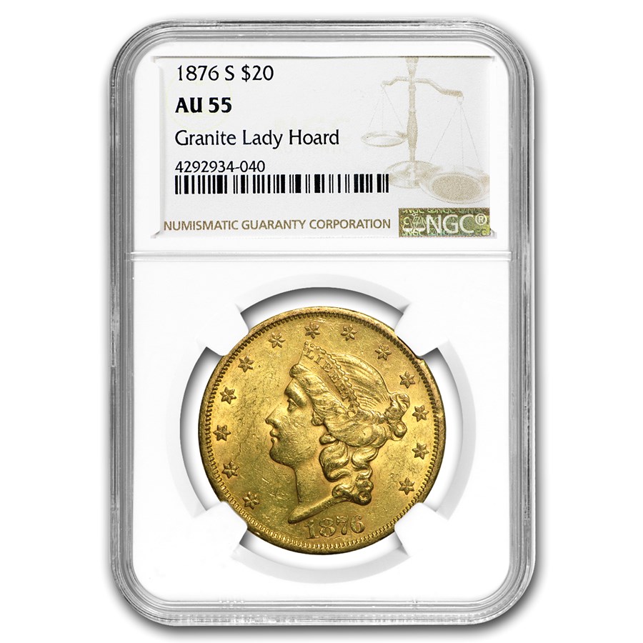 Buy 1876-S $20 Liberty Gold Dble Eagle AU-55 NGC (Granite Lady Hoard) | APMEX