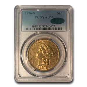 Buy 1876-S $20 Liberty Gold Double Eagle AU-53 PCGS CAC | APMEX
