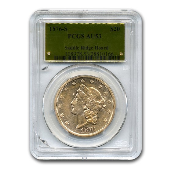 Buy 1876-S $20 Liberty Gold Double Eagle AU-53 PCGS (Saddle Ridge) | APMEX