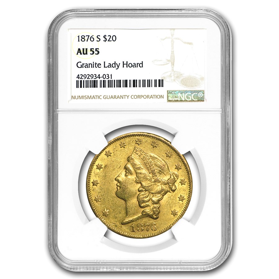 Buy 1876-S $20 Liberty Gold Double Eagle AU-55 NGC (Granite Lady Hrd) | APMEX