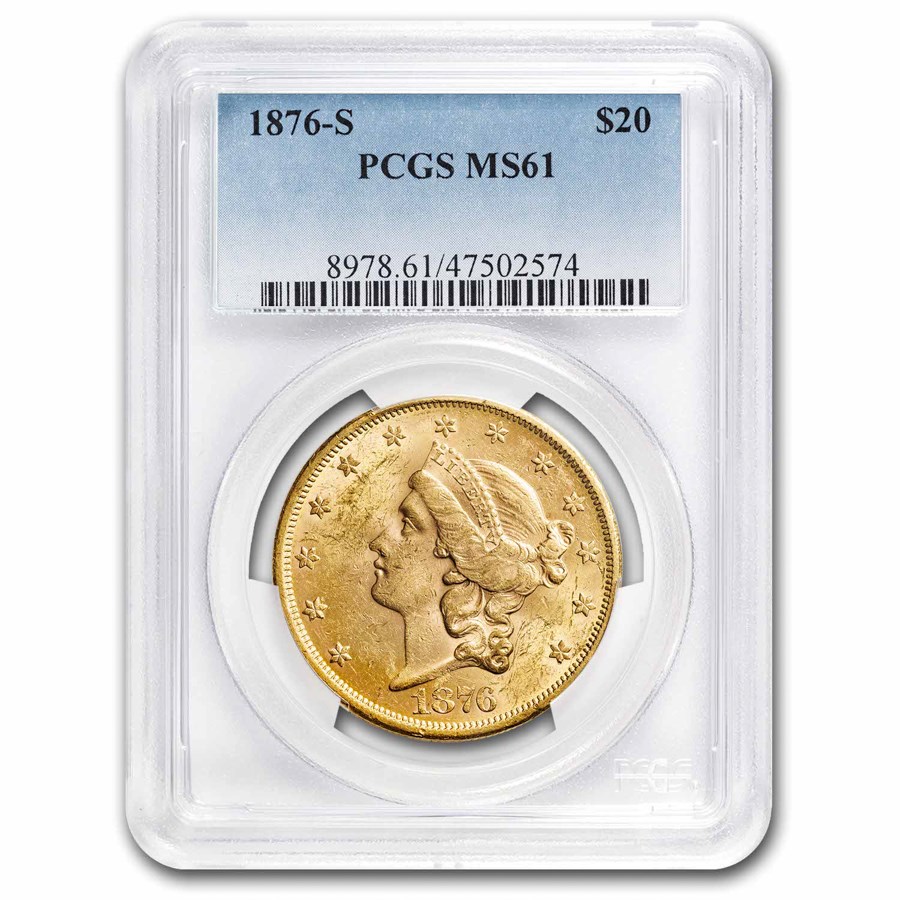 Buy 1876-S $20 Liberty Gold Double Eagle MS-61 PCGS | APMEX
