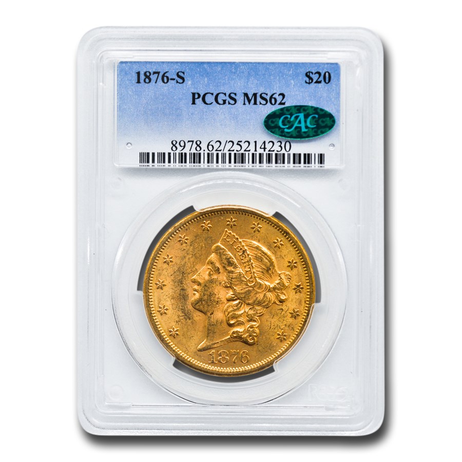 Buy 1876-S $20 Liberty Gold Double Eagle MS-62 PCGS CAC | APMEX