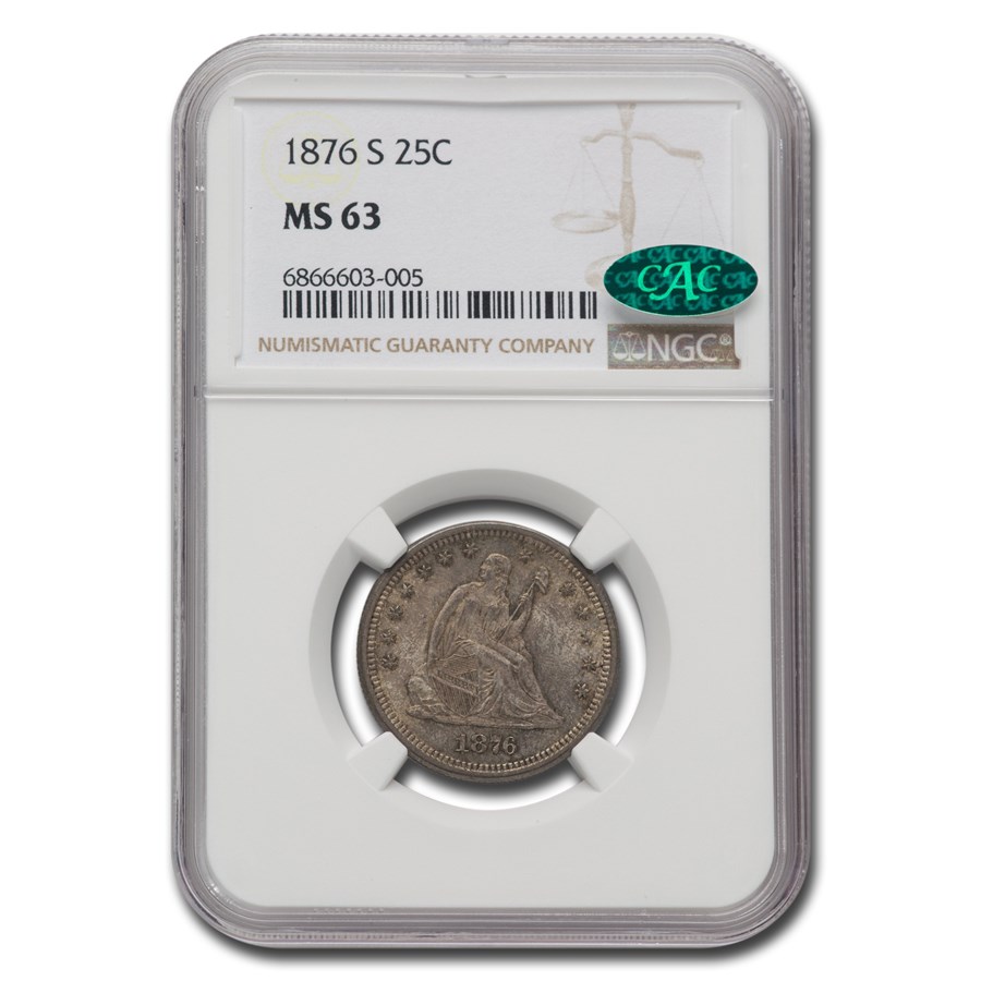 1876-S Liberty Seated Quarter MS-63 NGC CAC