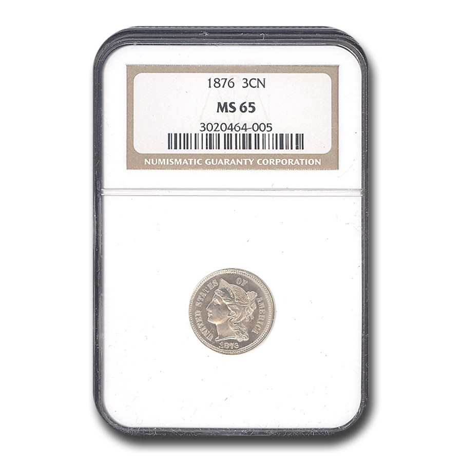 1876 Three Cent Nickel MS-65 NGC