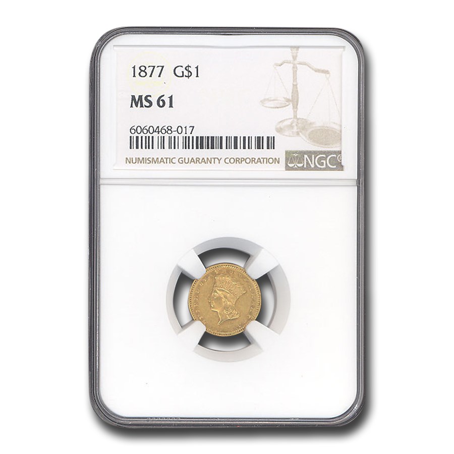 Buy 1877 $1 Indian Head Gold MS-61 NGC | APMEX