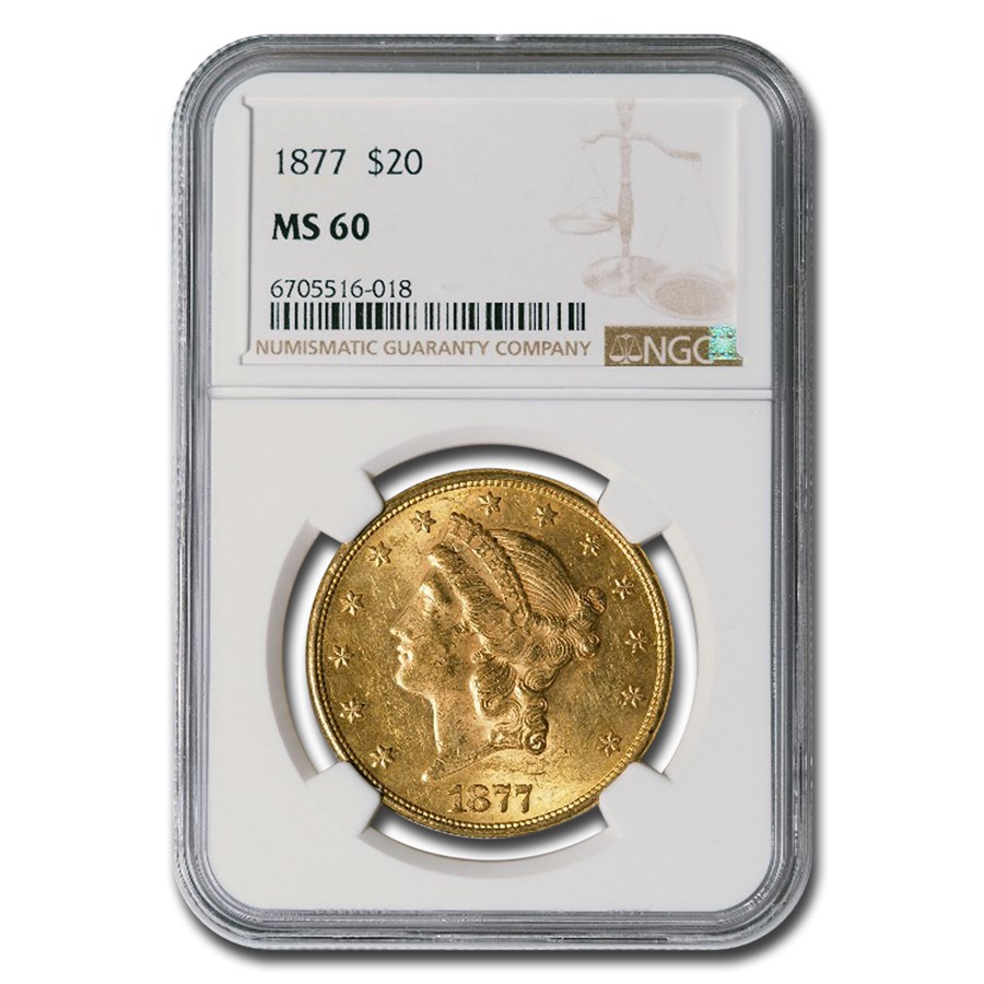 Buy 1877 $20 Liberty Gold Double Eagle MS-60 NGC | APMEX