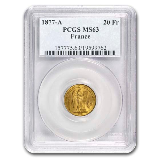 Buy 1877-A France Gold 20 Francs Angel MS-63 PCGS | APMEX