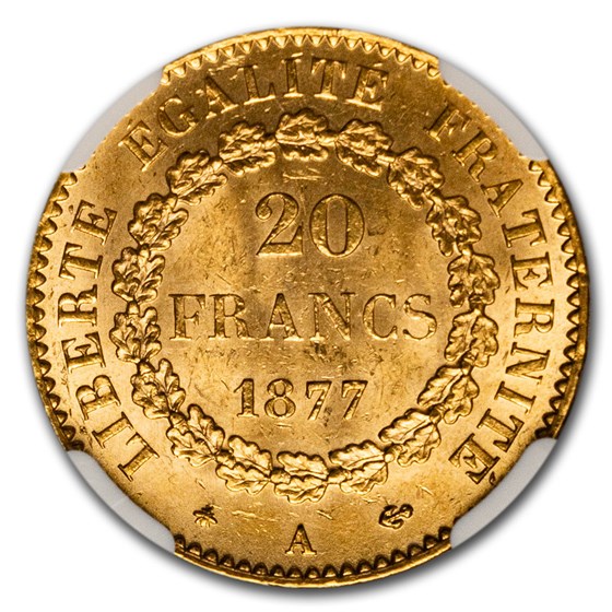 Buy 1877-A France Gold 20 Francs Angel MS-64 NGC | APMEX