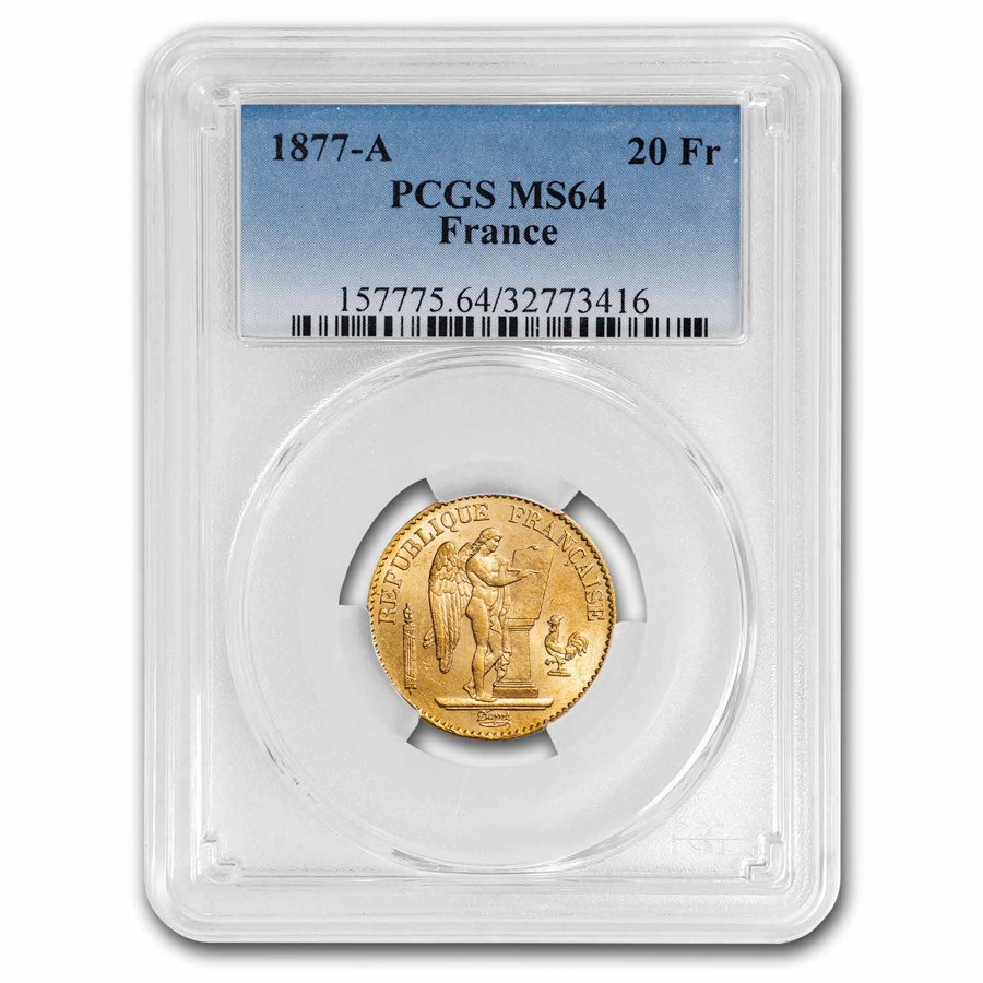Buy 1877-A France Gold 20 Francs Angel MS-64 PCGS | APMEX