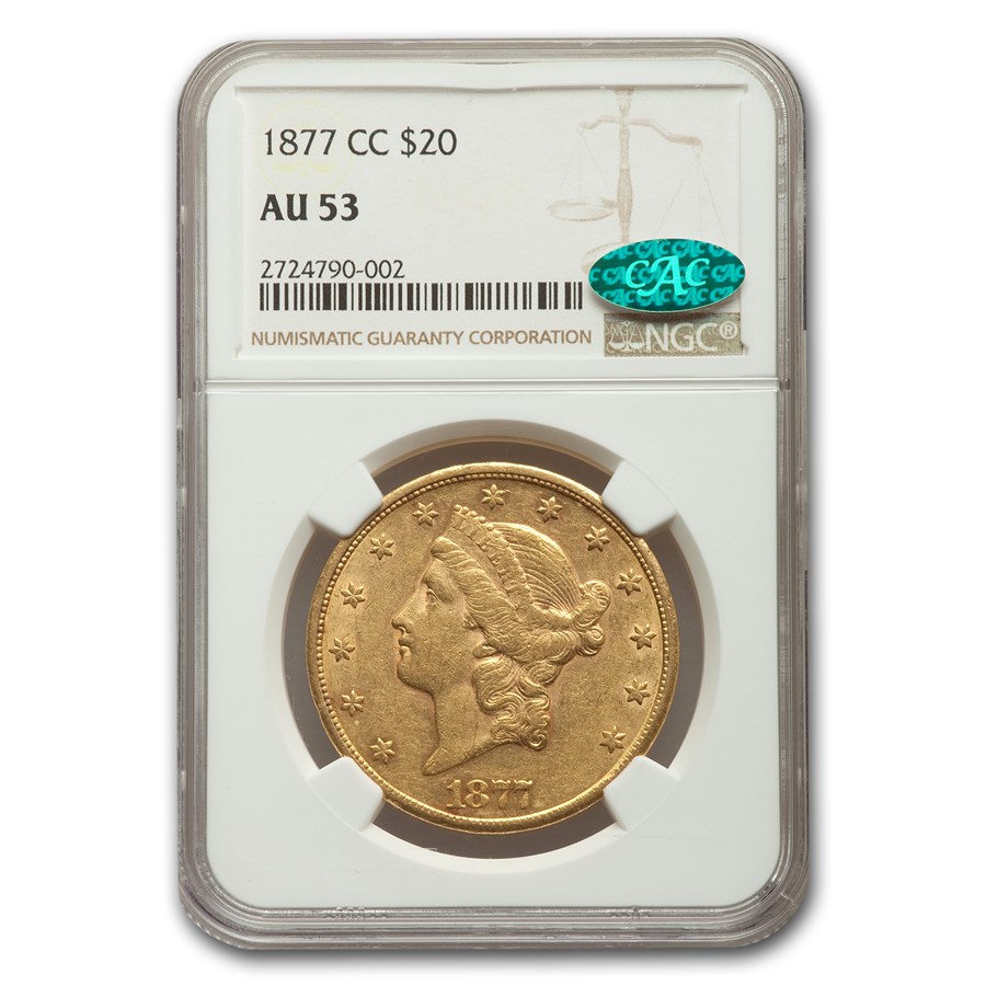 Buy 1877-CC $20 Liberty Gold Double Eagle AU-53 NGC CAC | APMEX
