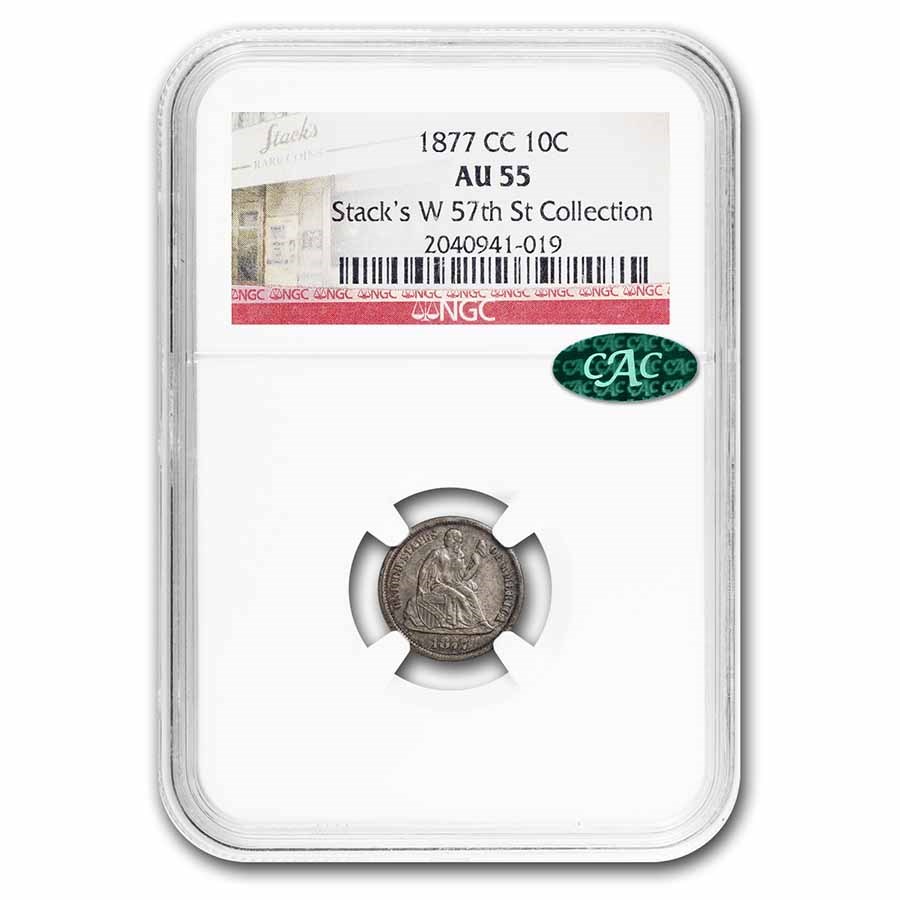 Buy 1877-CC Liberty Seated Dime AU-55 NGC CAC | APMEX