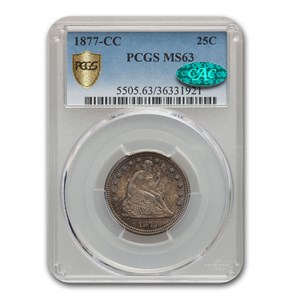 Buy 1877-CC Liberty Seated Quarter MS-63 PCGS CAC | APMEX