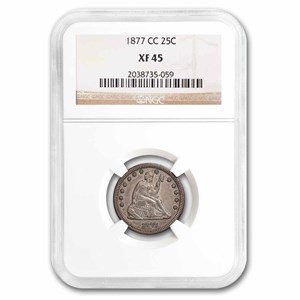 1877-CC Liberty Seated Quarter XF-45 NCG
