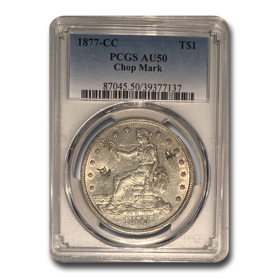 Buy 1877-CC Trade Dollar AU-50 PCGS (Chop Mark) | APMEX