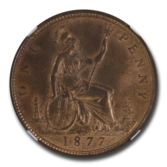 Buy 1877 Great Britain Penny Victoria MS-64 NGC (Red/Brown) | APMEX