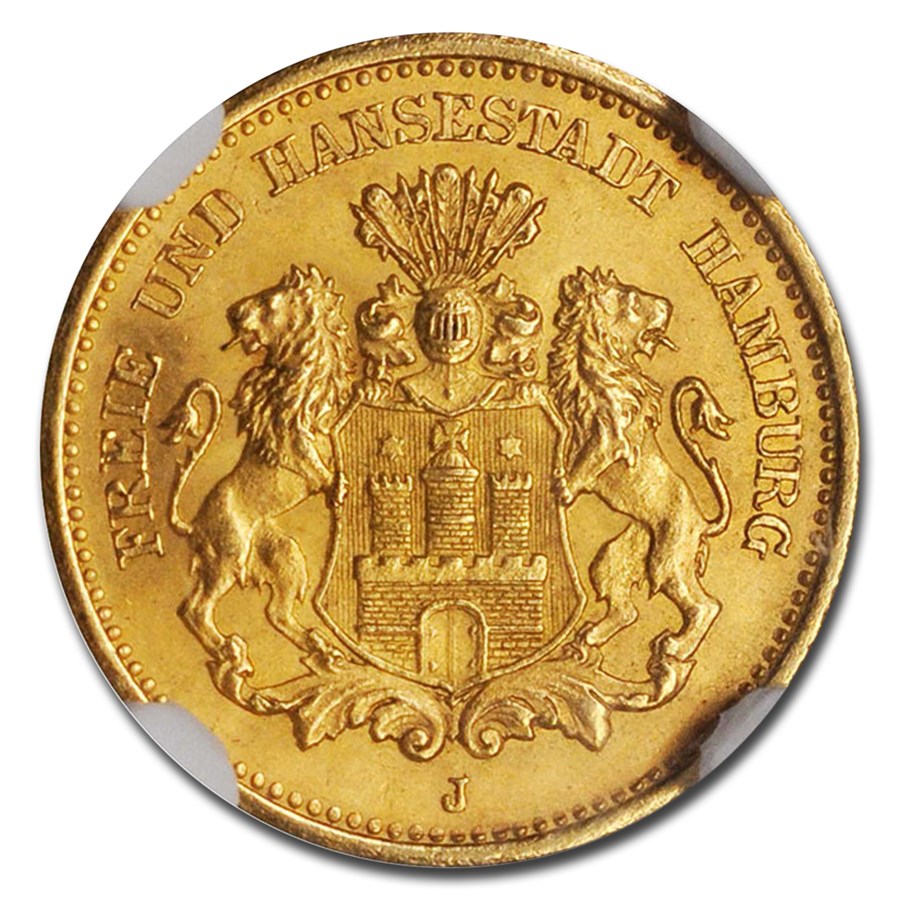 Buy 1877-J German States Hamburg AV 5 Mark MS-67 NGC | APMEX