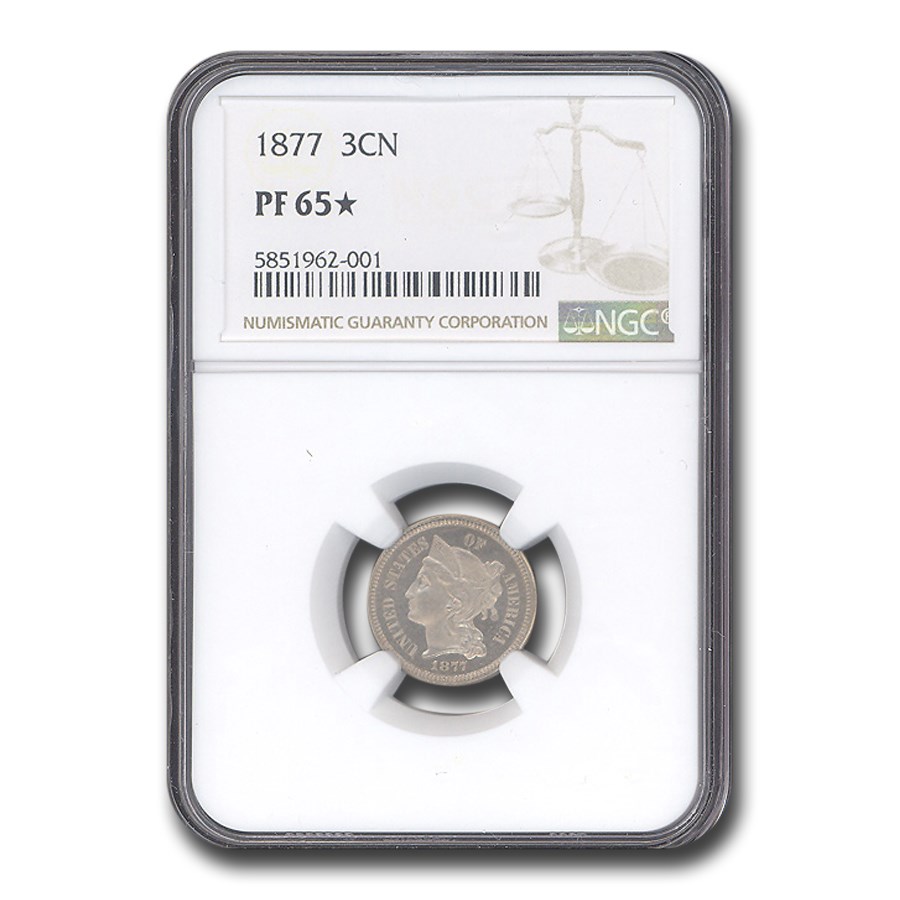 1877 Three Cent Nickel PF-65* NGC