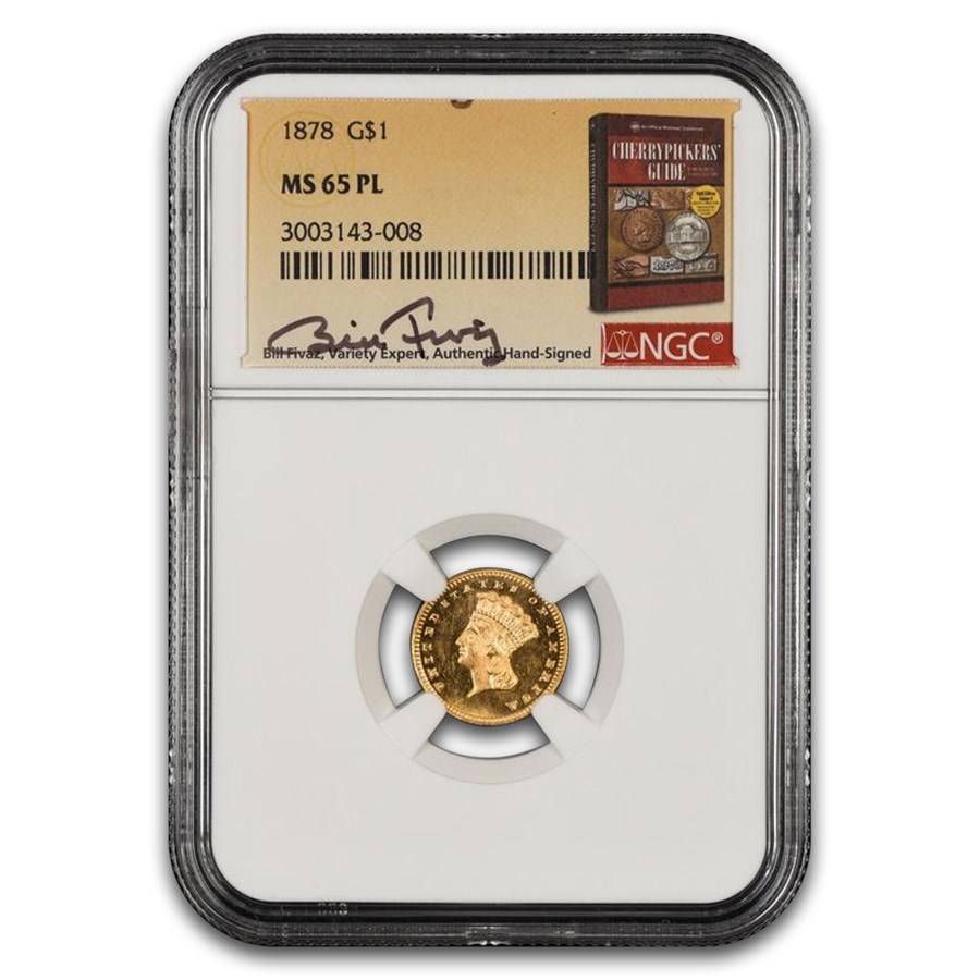 Buy 1878 $1 Indian Head Gold MS-65 NGC (PL, Fivaz) | APMEX