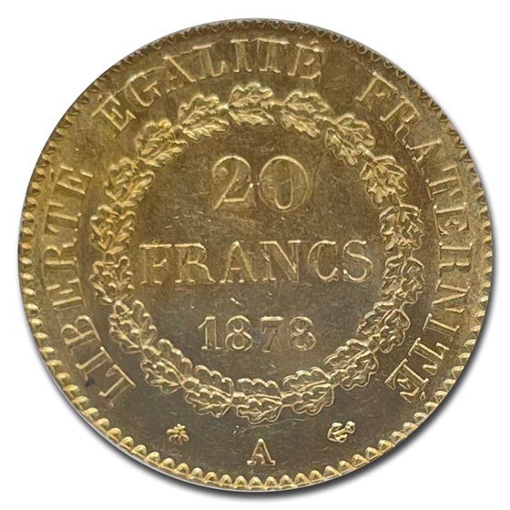 Buy 1878-A France Gold 20 Francs Lucky Angel MS-63 PCGS | APMEX