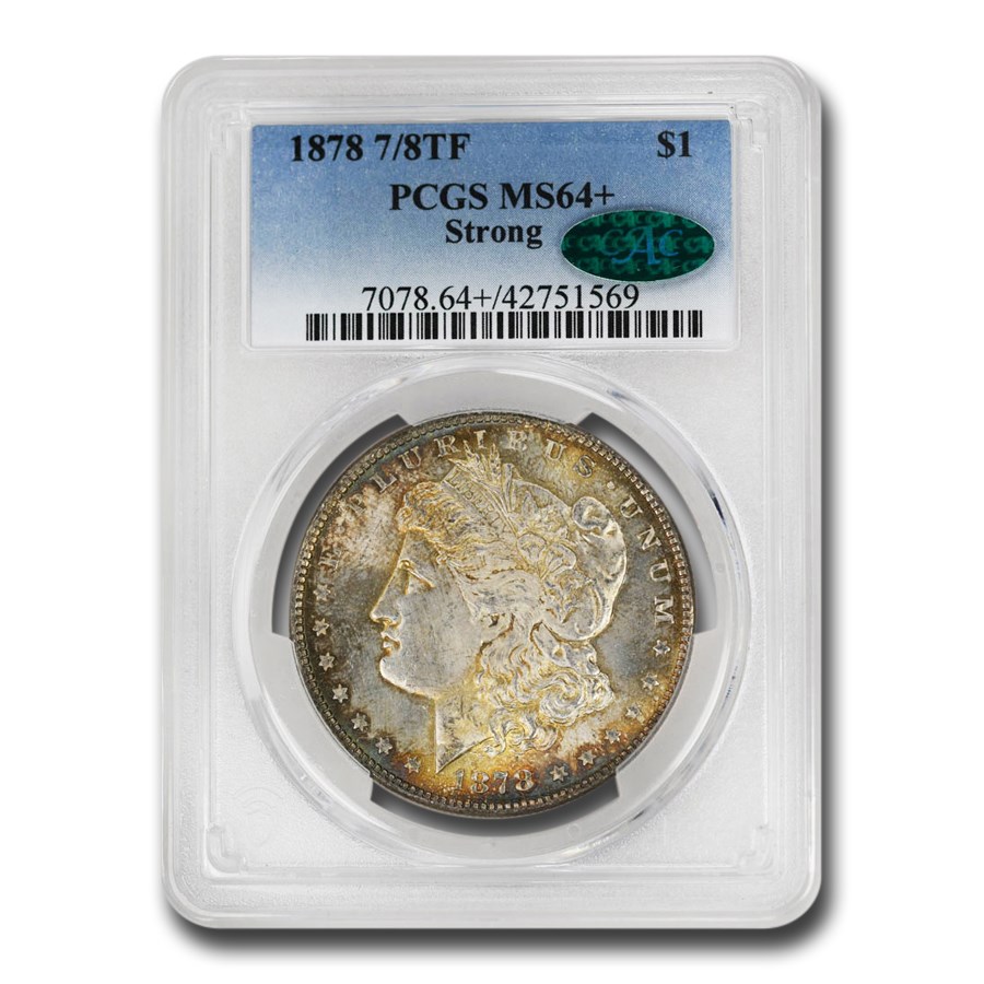 1878 Morgan Dollar 7/8 TF Strong MS-64+ PCGS CAC