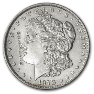 Buy 1878 Morgan Dollar 7 Tailfeathers Rev of 79 AU (Counterstamp) | APMEX