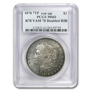 Buy 1878 Morgan Dollar 7 TF Rev of 78-MS-61 PCGS (VAM-7, 0 Doub RIB ...