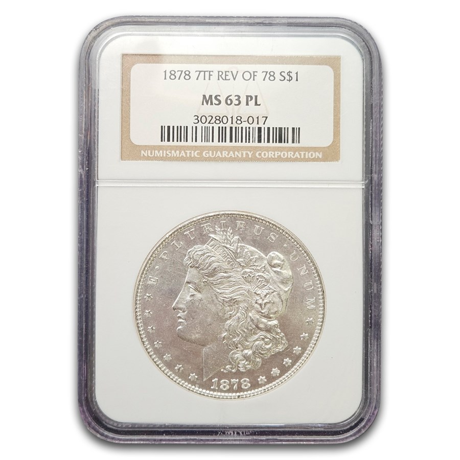 Buy 1878 Morgan Dollar 7 TF Rev of 78 MS-63 PL Proof Like NGC | APMEX