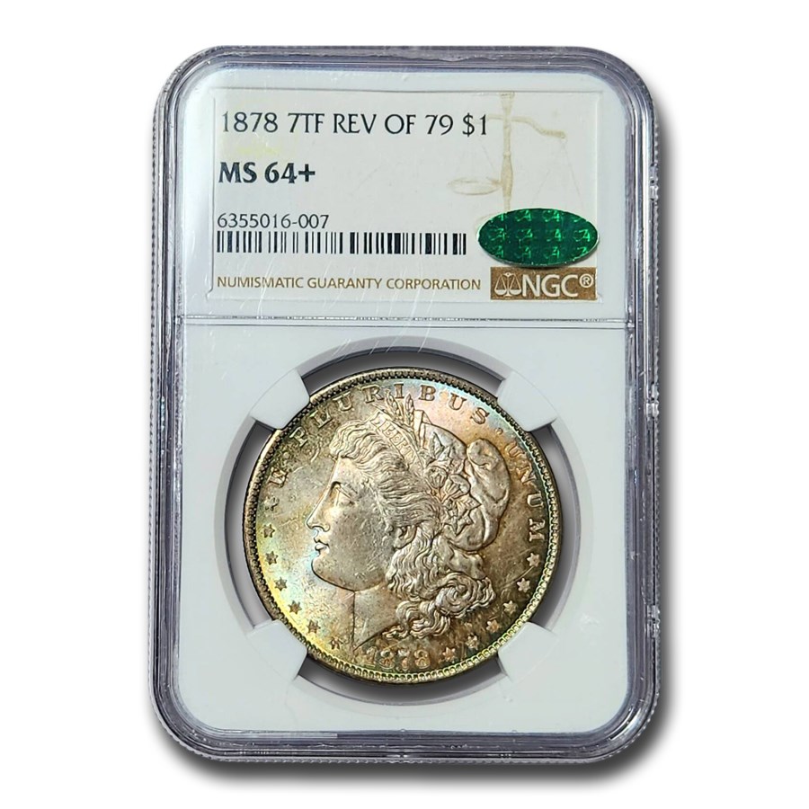 1878 Morgan Dollar 7 TF Rev of 79 MS-64+ NGC