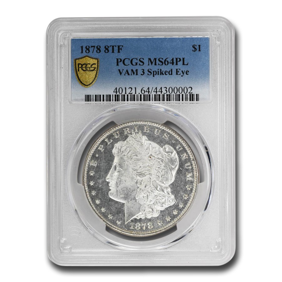 Buy 1878 Morgan Dollar 8 TF PL MS-64 PCGS (VAM-3 Spiked Eye) | APMEX