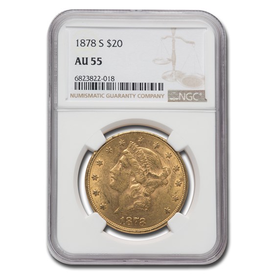 Buy 1878-S $20 Liberty Gold Double Eagle AU-55 NGC | APMEX