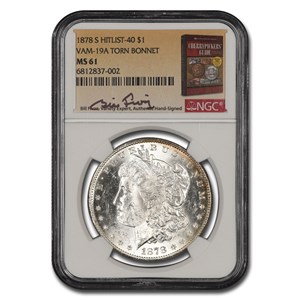 1878-S Morgan Dollar MS-61 NGC (VAM-19S, Torn Bonnet, Fivaz)