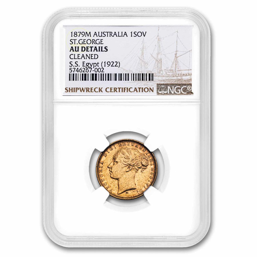 Buy 1879 M Australia Gold Sovereign Victoria AU-Dtls NGC SS Egypt | APMEX