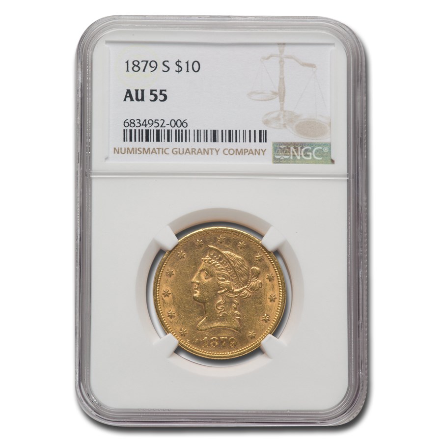 1879-S $10 Liberty Gold Eagle AU-55 NGC
