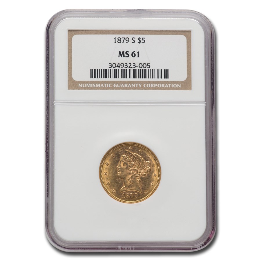 Buy 1879-S $5 Liberty Gold Half Eagle MS-61 NGC | APMEX