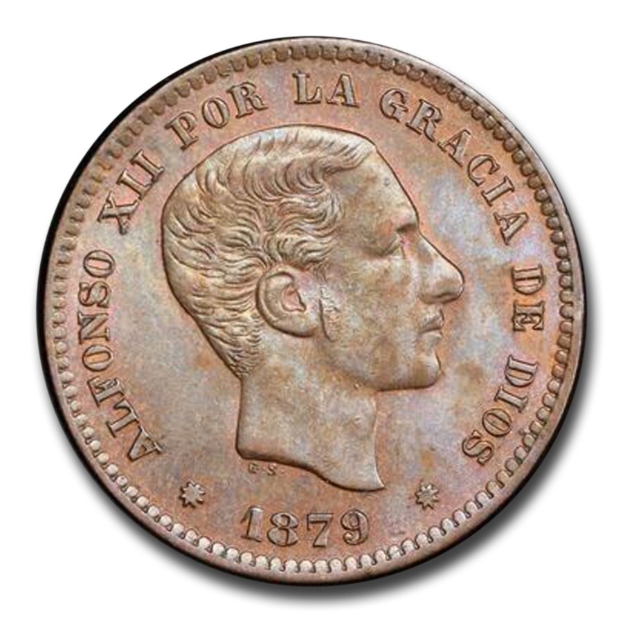 Buy 1879 Spain 5 Centimos Alfonso XII MS-62 Brown | APMEX