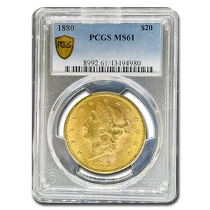 Buy 1880 $20 Liberty Gold Double Eagle MS-61 PCGS | APMEX