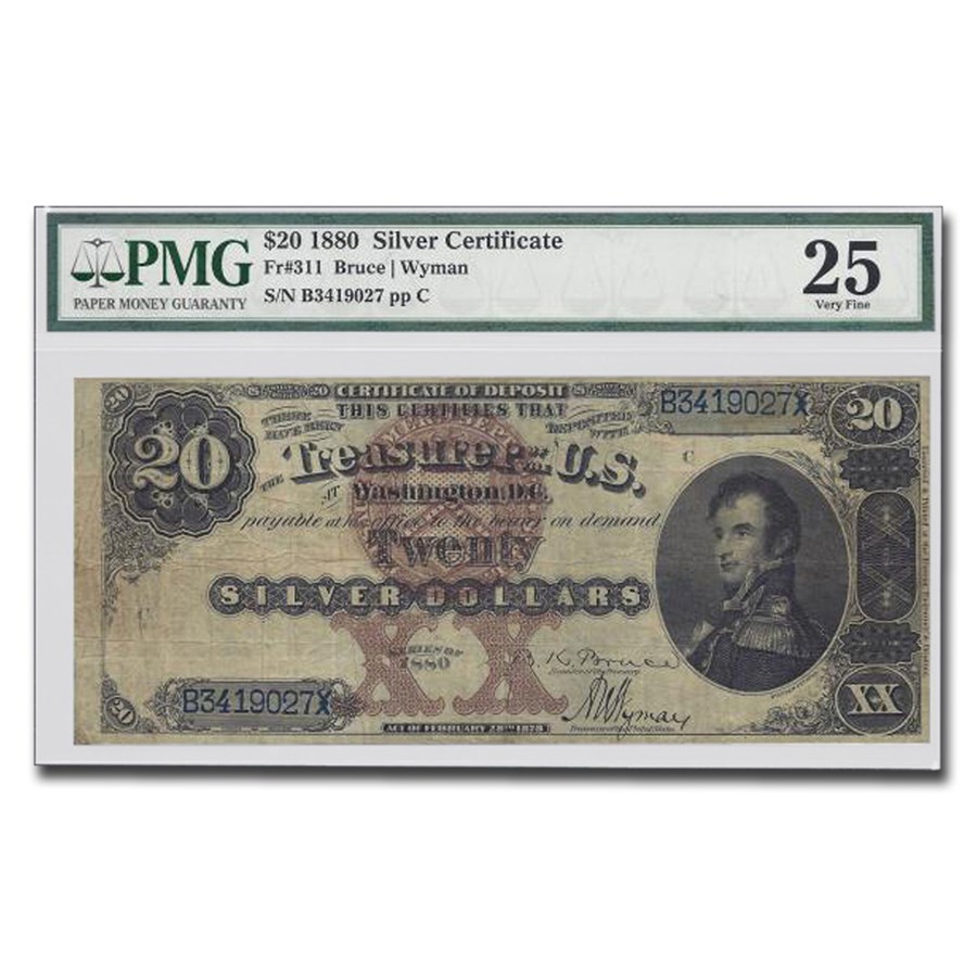 Buy 1880 $20 Silver Certificate Stephen Decatur VF-25 PMG | APMEX