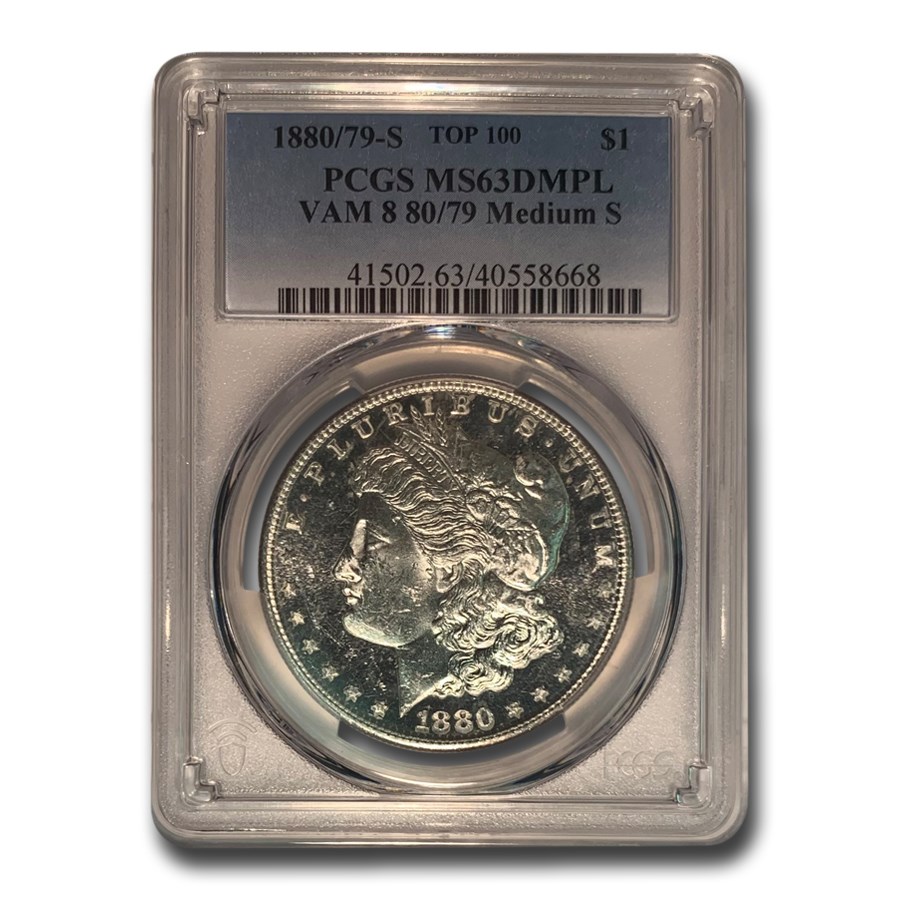 Buy 1880/79-S Morgan Dollar DMPL MS-63 PCGS (VAM-8, Medium S Top-100) | APMEX