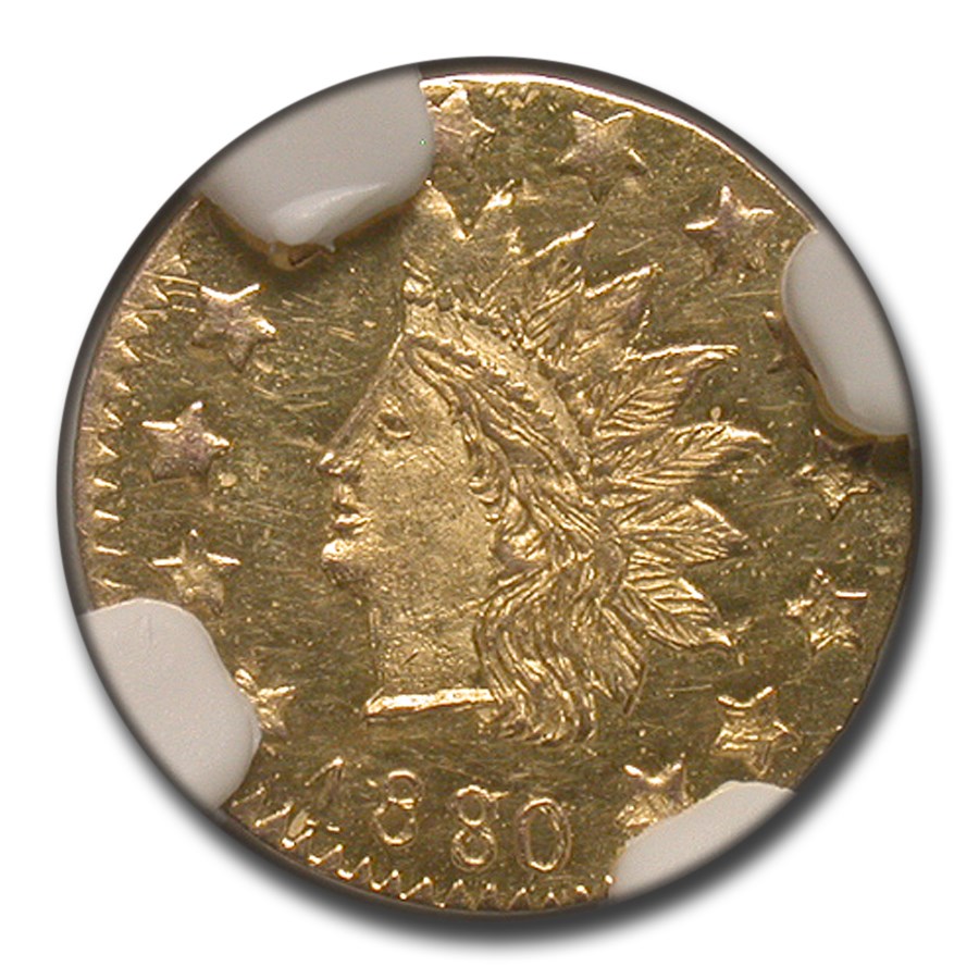 Buy 1880 8/7 Indian Round 50 Cent Gold MS-62 NGC (PL, BG-1067) | APMEX