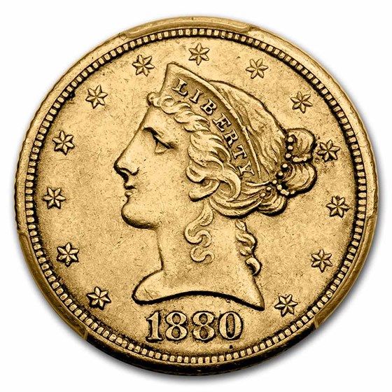 Buy 1880-CC $5 Liberty Gold Half Eagle AU-55 PCGS | APMEX