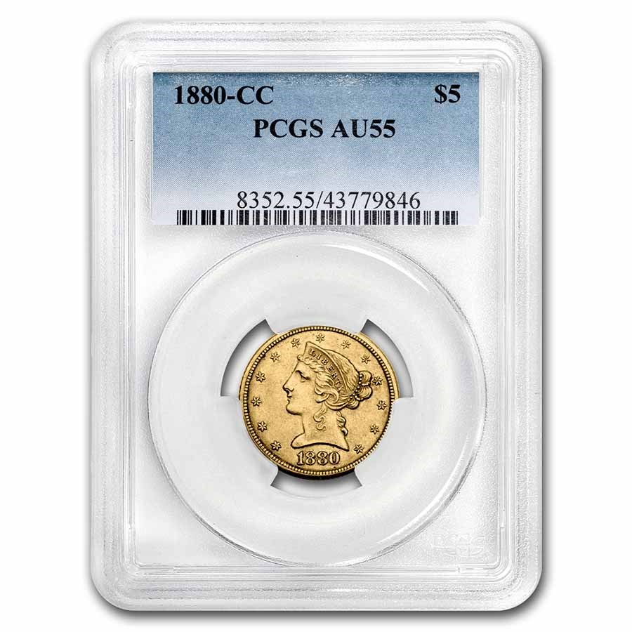 Buy 1880-CC $5 Liberty Gold Half Eagle AU-55 PCGS | APMEX