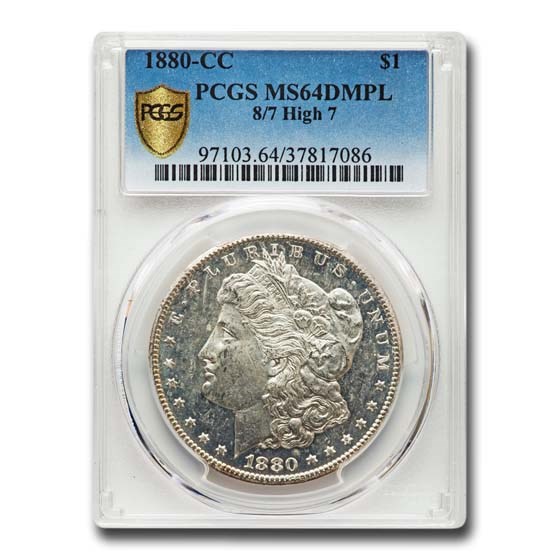 Buy 1880-CC Morgan Dollar 8/7 High 7 MS-64 DMPL PCGS | APMEX
