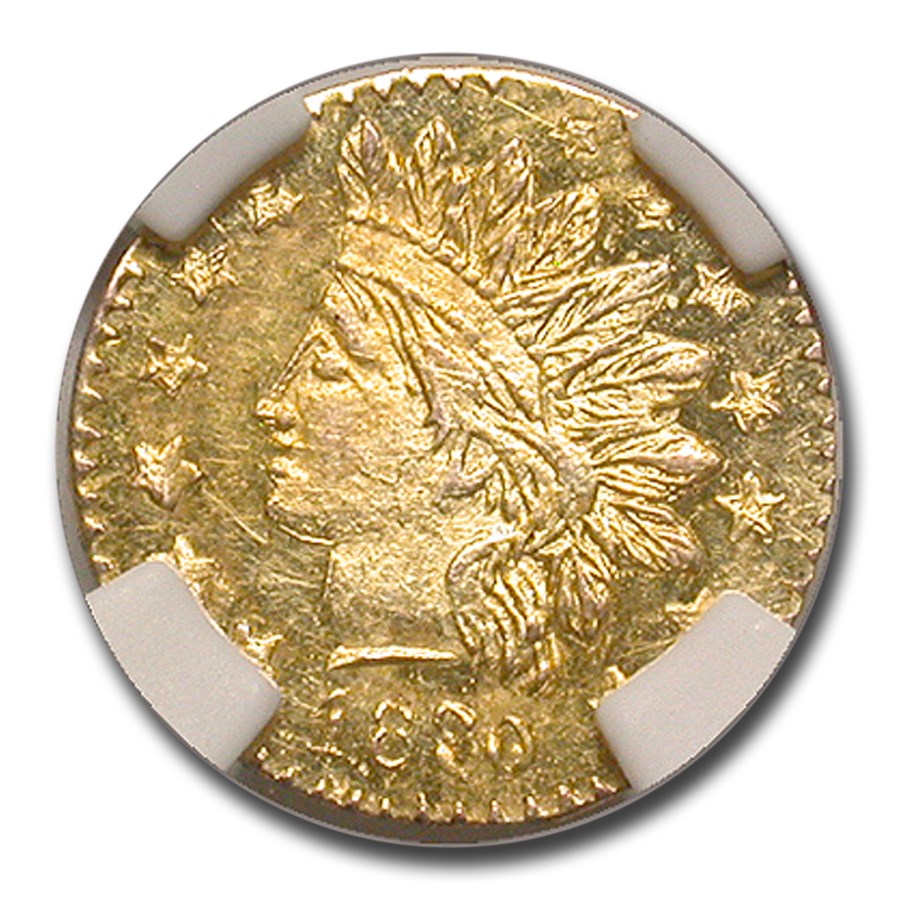 Buy 1880 Indian Round 25 Cent Gold MS-62 PL NGC (BG-885) | APMEX