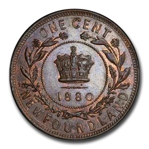 1880 Newfoundland Cent Victoria MS-62 PCGS (Brown)