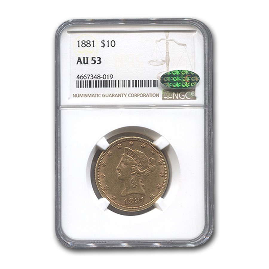 Buy 1881 $10 Liberty Gold Eagle AU-53 NGC CAC | APMEX
