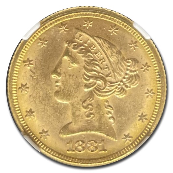 Buy 1881/1881 $5 Liberty Gold Half Eagle MS-63 NGC (RPD VP-001) | APMEX